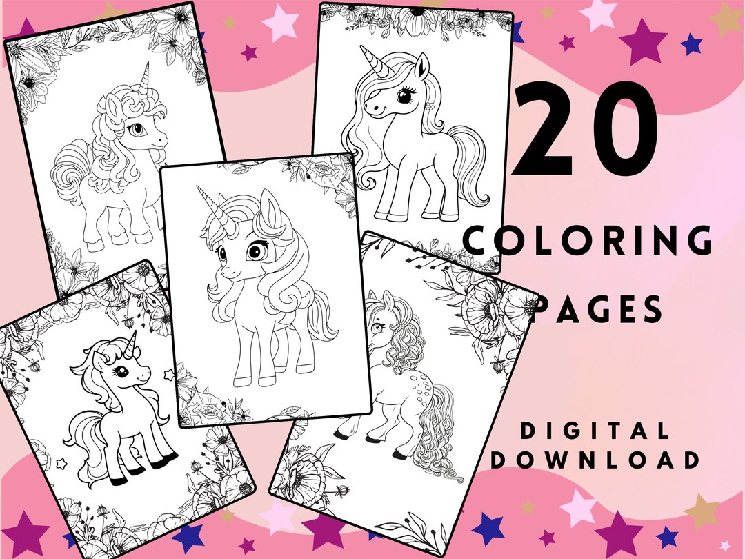 20 Pages Unicon Coloring Sheets, Cute Unicorn Coloring Pages for Kids ...