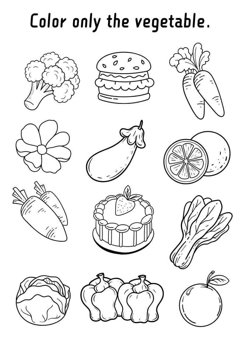 Fruits and Vegetables Coloring Pages, Coloring Worksheets, Printable ...