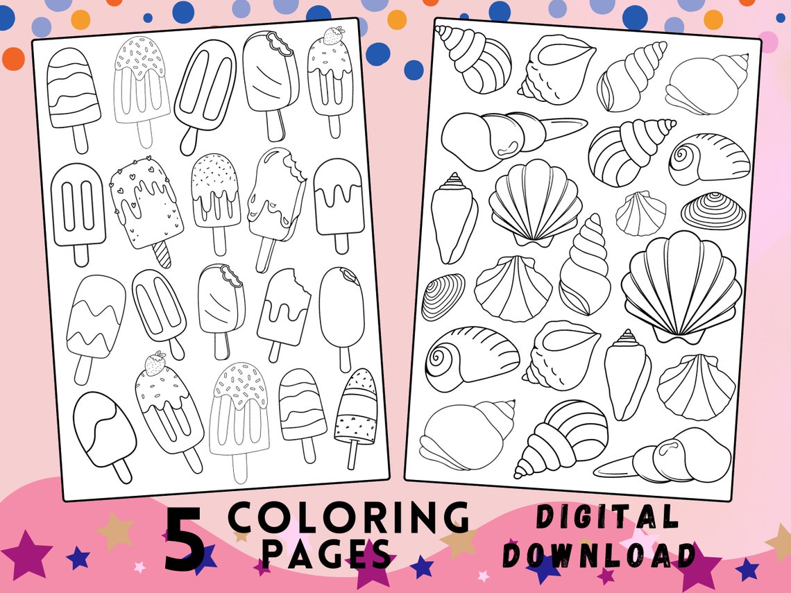 Printable Doodles Coloring Pages, Cute Coloring Sheets, Ice Cream, Leaf ...