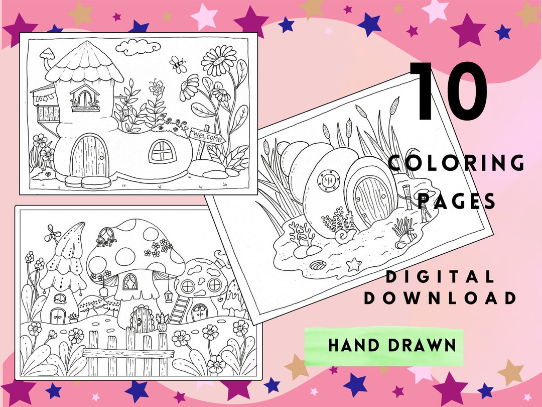 SET A Fantasy House, Coloring Pages Fantasy House, Adualt Coloring ...