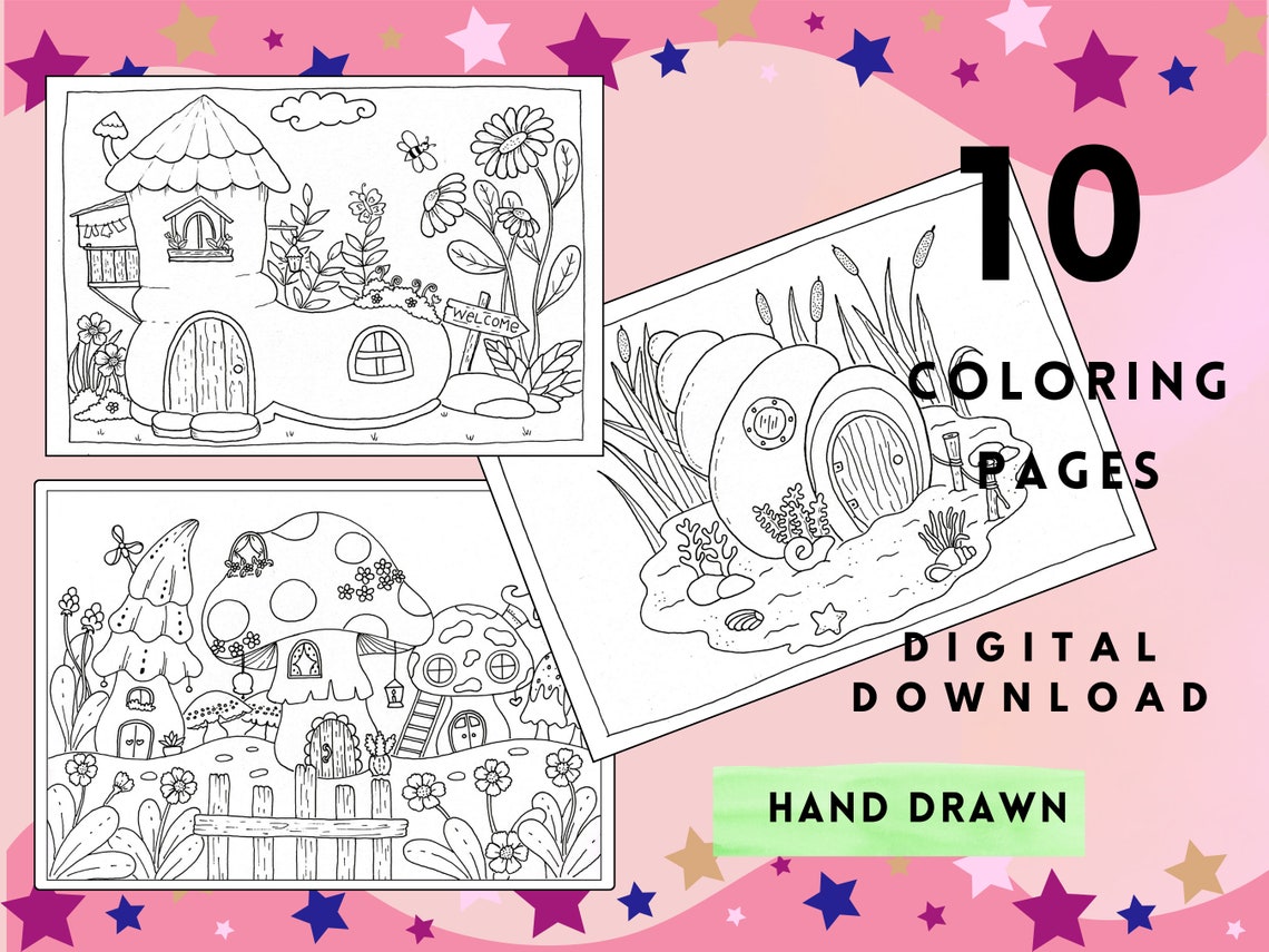 SET A Fantasy House, Coloring Pages Fantasy House, Adualt Coloring ...