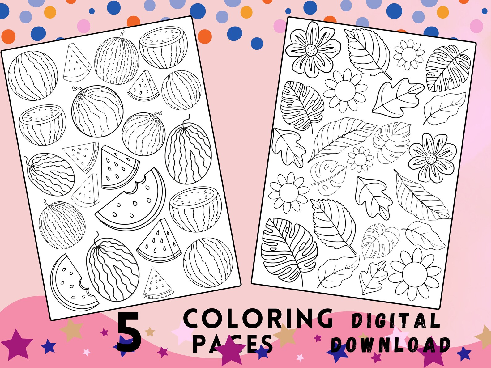 Printable Doodles Coloring Pages, Cute Coloring Sheets, Ice Cream, Leaf ...