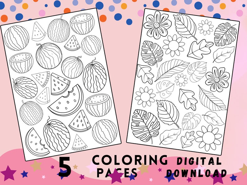 Printable Doodles Coloring Pages, Cute Coloring Sheets, Ice Cream, Leaf ...