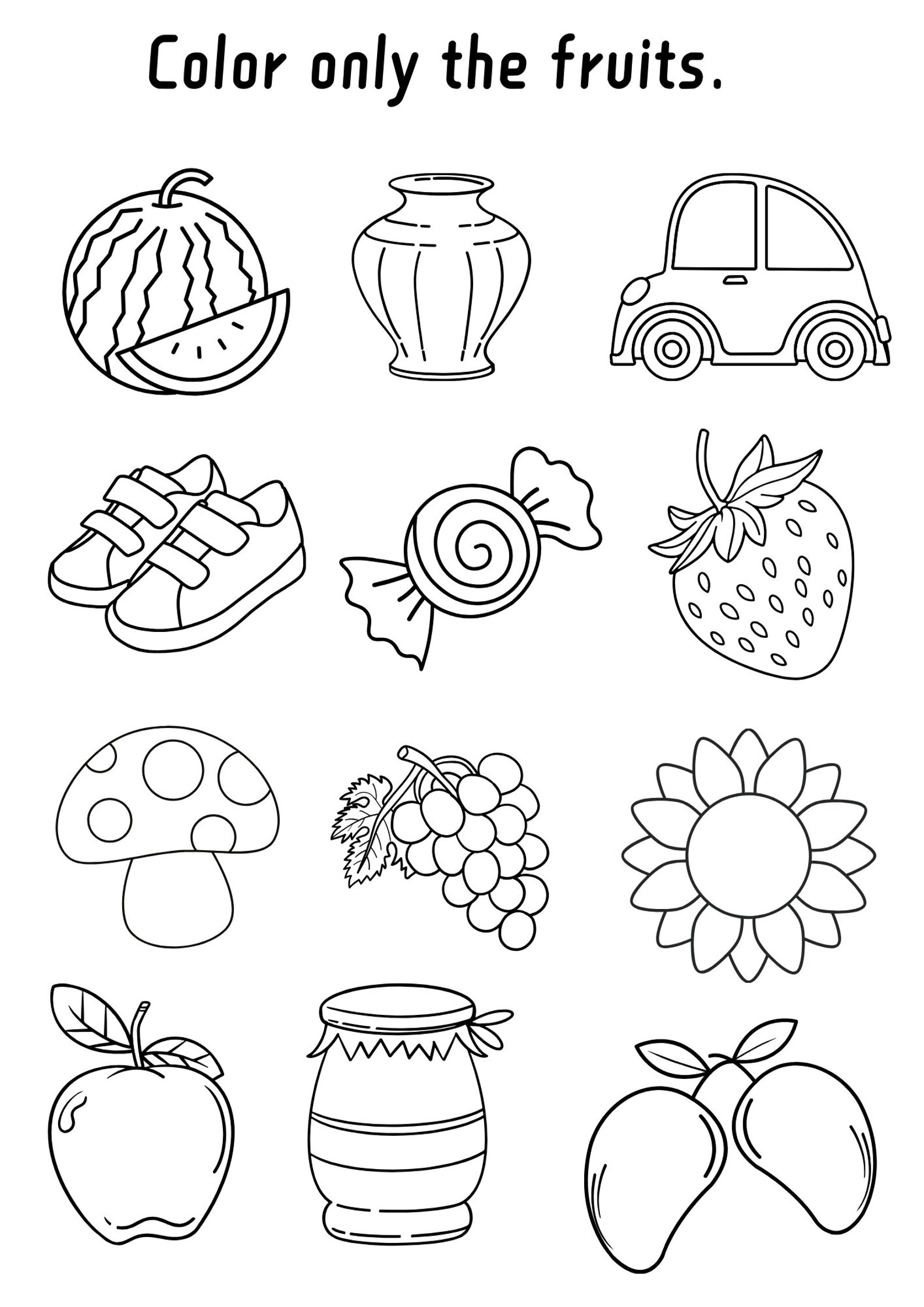Fruits and Vegetables Coloring Pages, Coloring Worksheets, Printable ...