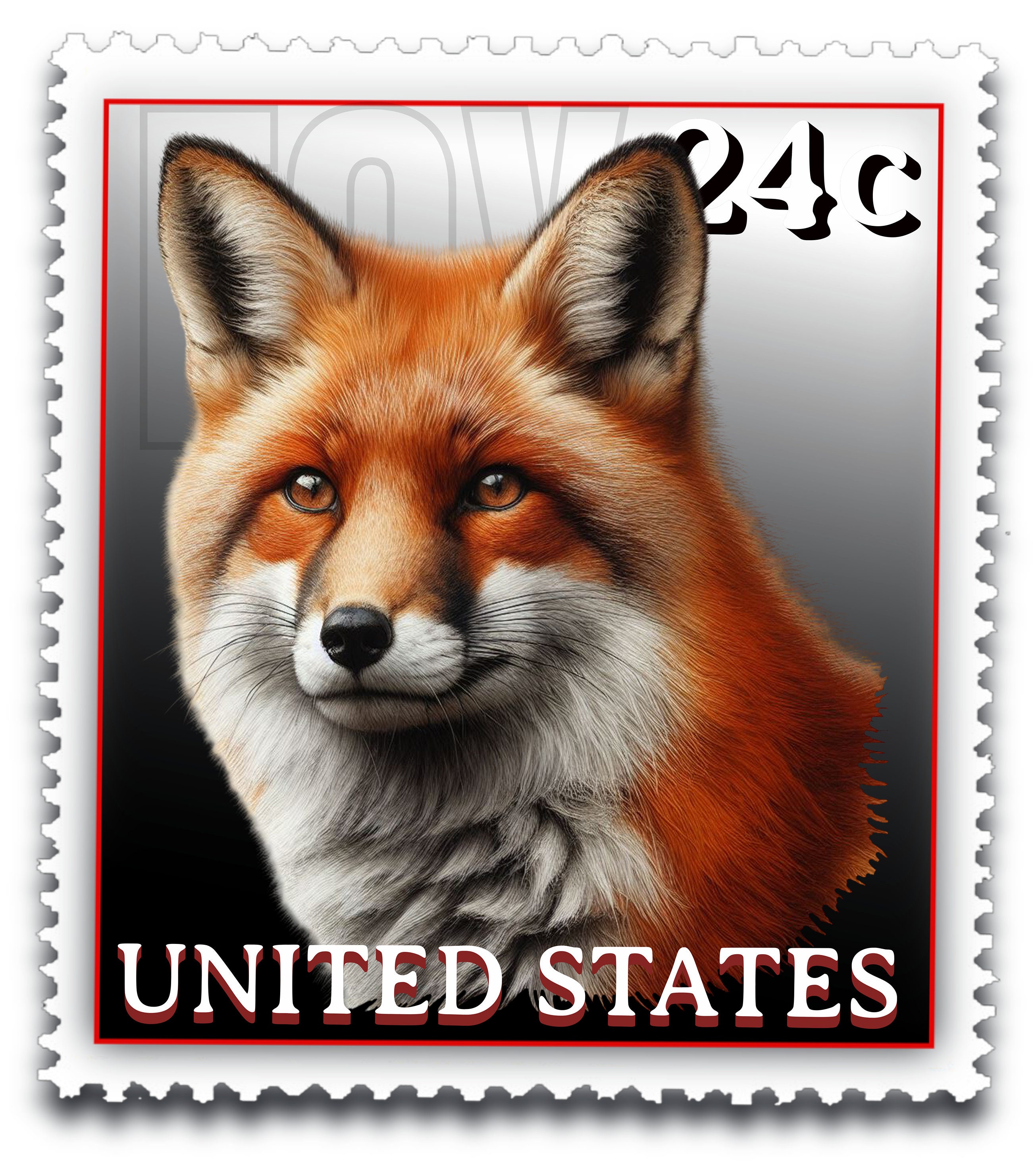 DIGITAL RED FOX Stamp Downloadable File. Features American Wildlife ...