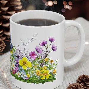 SPRING FLOWERS With Butterflies Ceramic Mug 11oz (ri-76) - Etsy