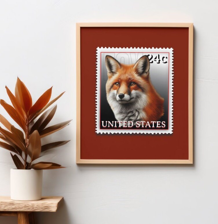 DIGITAL RED FOX Stamp Downloadable File. Features American Wildlife ...