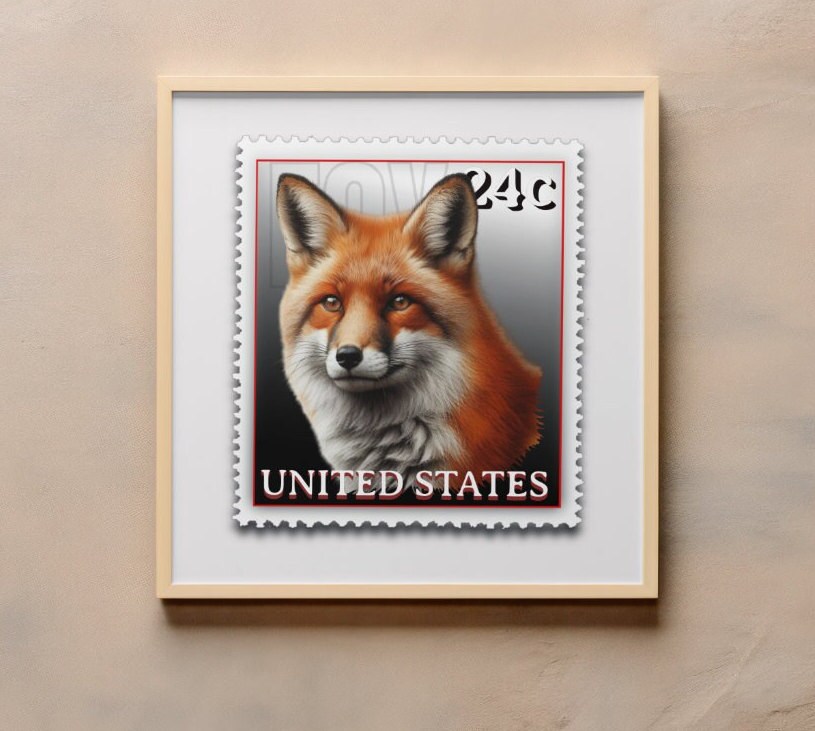 DIGITAL RED FOX Stamp Downloadable File. Features American Wildlife ...