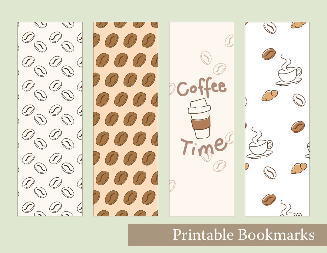 Coffee Theme Printable Digital Bookmarks Printable Bookmarks Print at ...