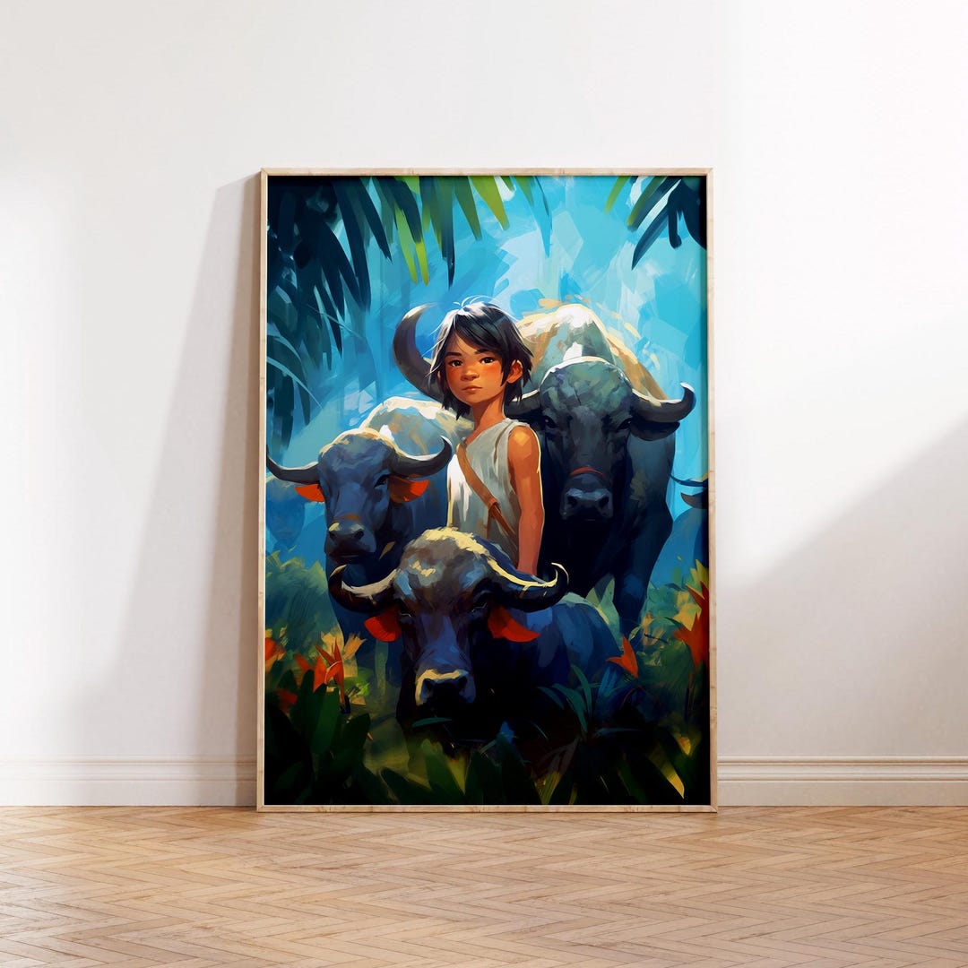 CARABAO HERDER | Philippines | Filipino Art Work | Bata | Jungle Poster ...