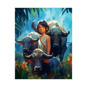 CARABAO HERDER | Philippines | Filipino Art Work | Bata | Jungle Poster ...