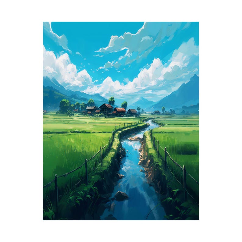 RICE FIELDS | Art Work | Poster | Wall Decor | Rice Paddies | Scenery ...