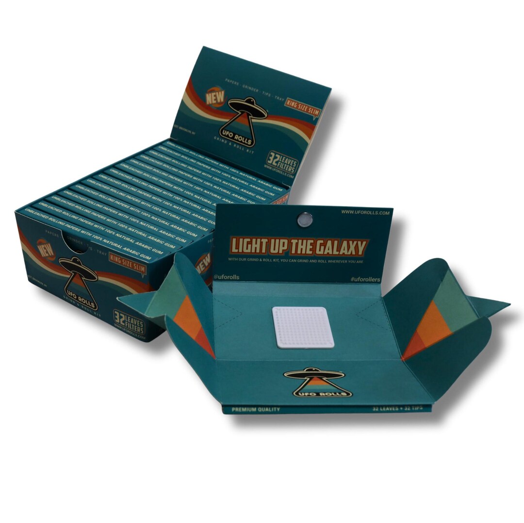 UFO Rolls' Grind & Roll Kits - Box of 15 Rolling Paper Packs [king Size ...
