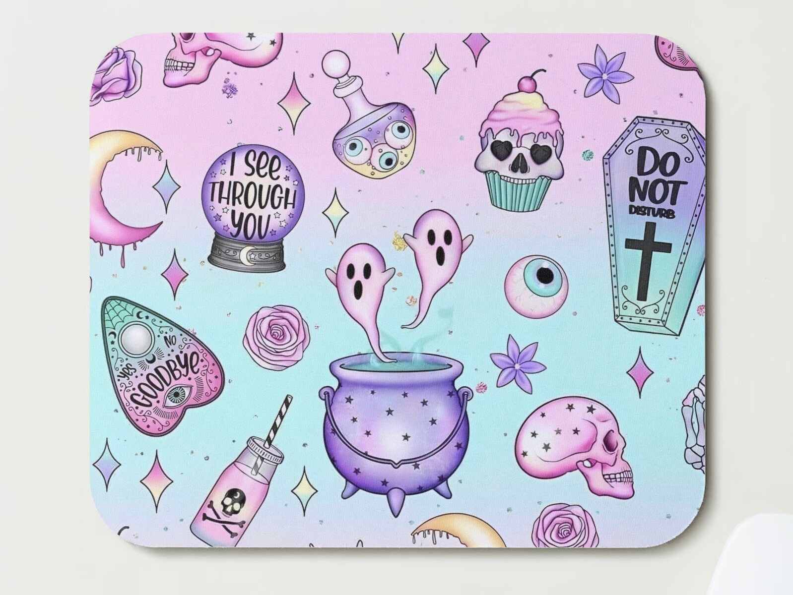 Pastel Goth Mouse Pad/ Ghost / Pastel/ Pastel Goth / Mouse Pad/ Moon ...