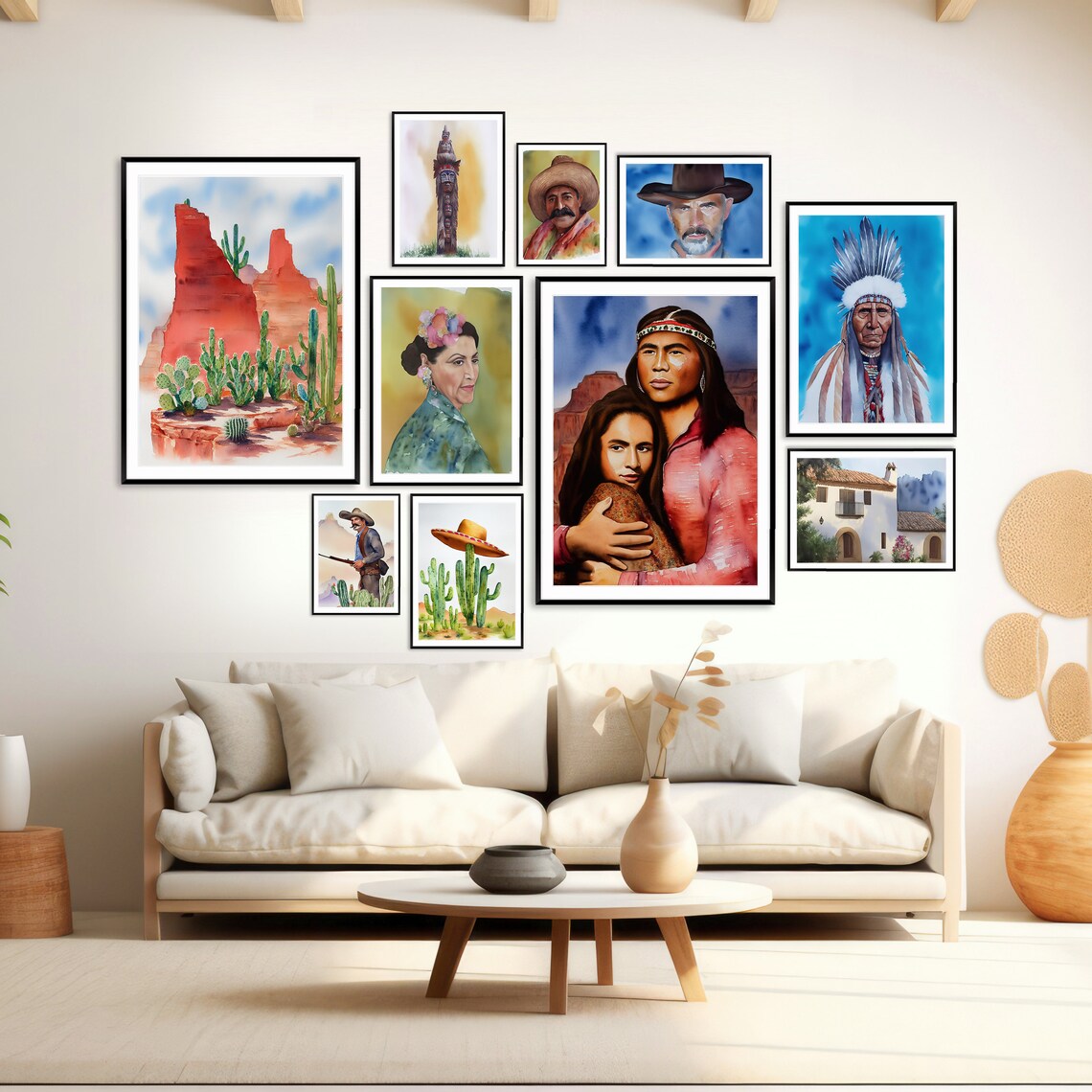 Western Poster Gallery Wall Art Set Watercolor Western - Etsy