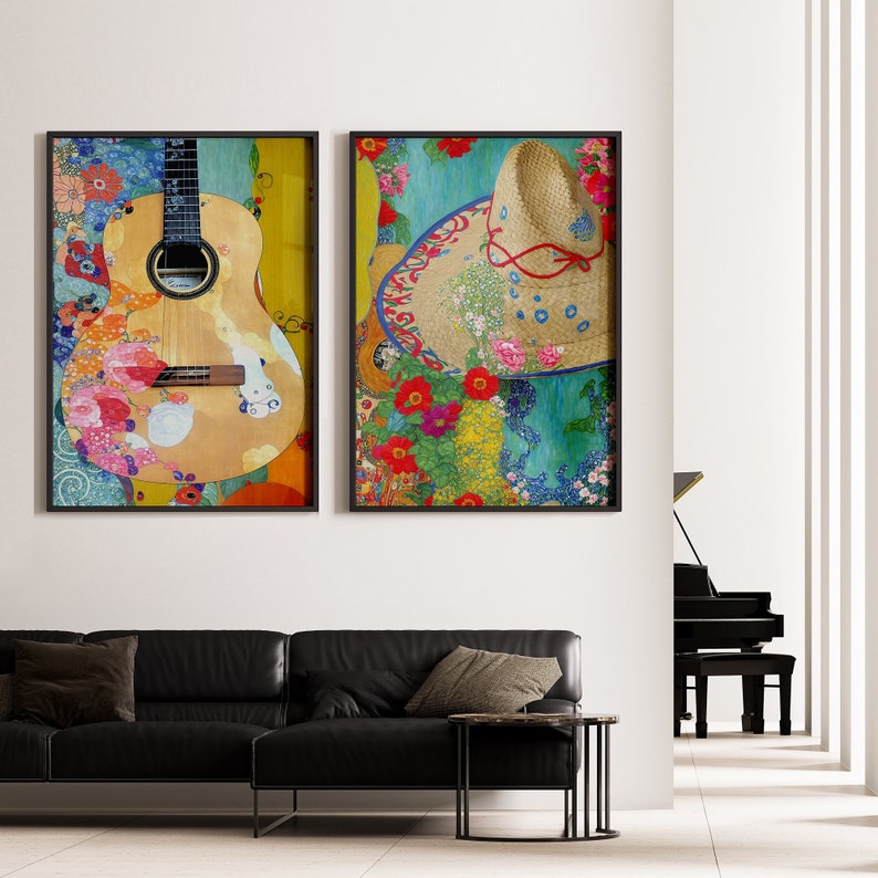 Mexican Painting Wall Art Print, Latino Art Wall Decor Set of 2 ...
