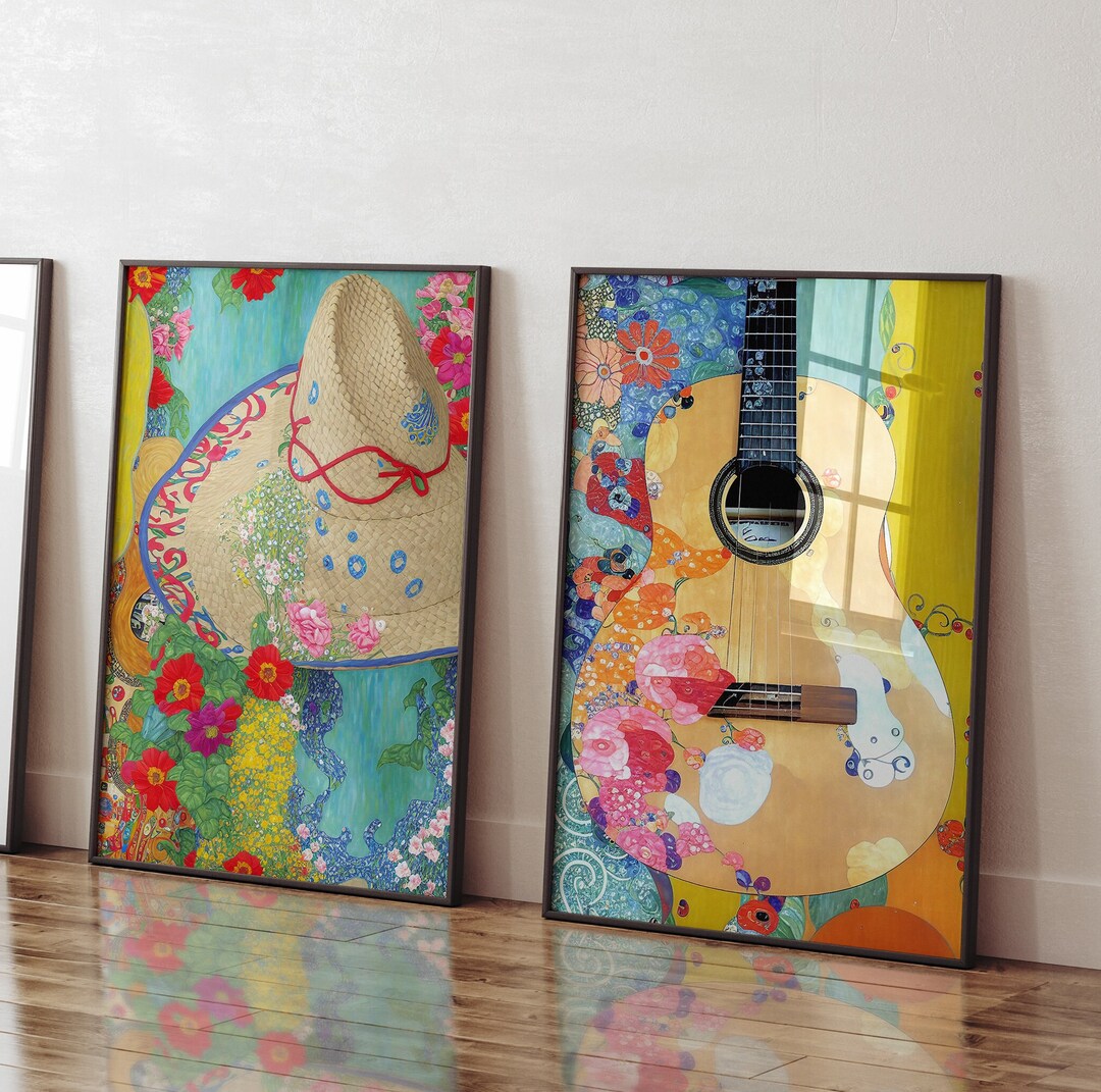 Mexican Painting Wall Art Print, Latino Art Wall Decor Set of 2 ...
