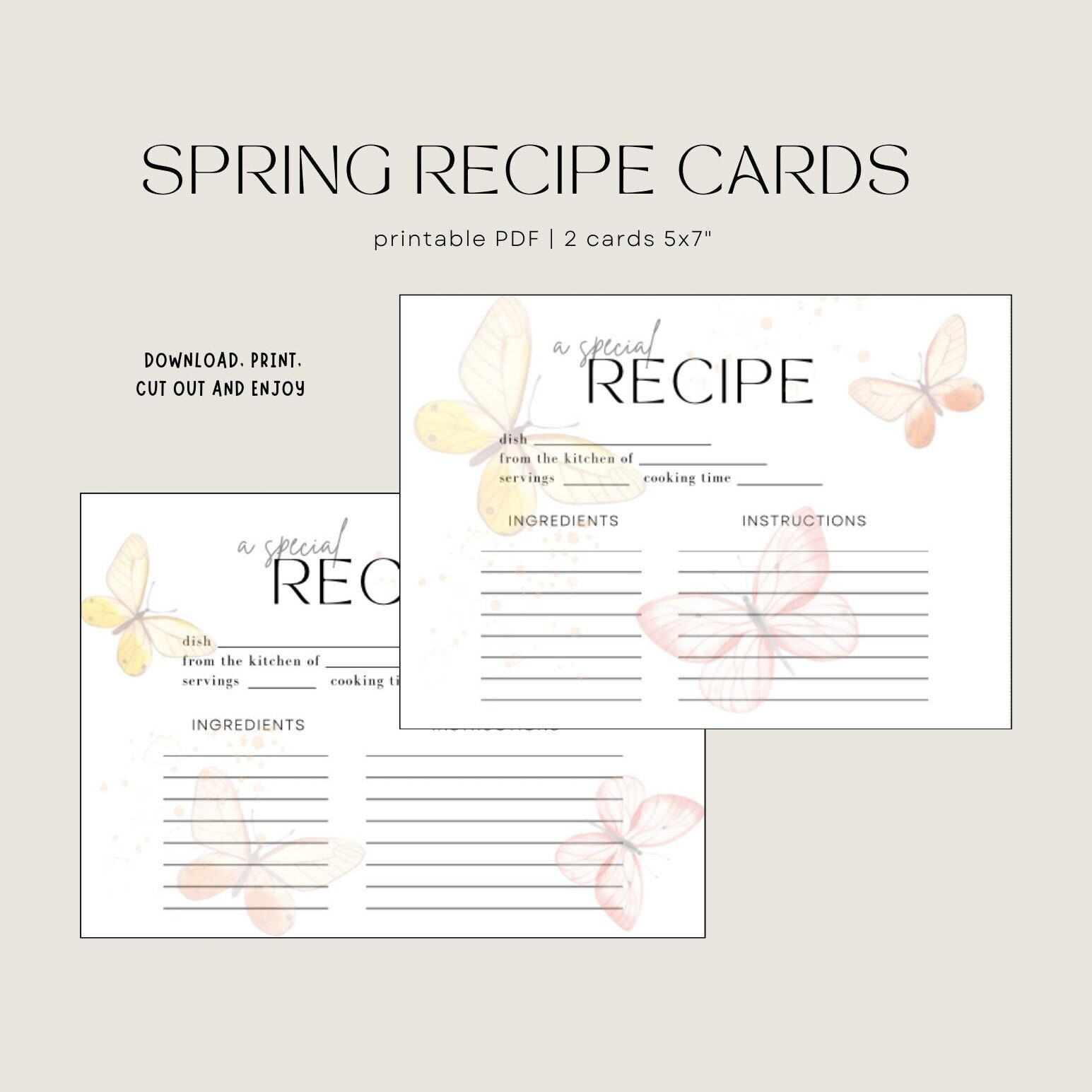 Butterfly Recipe Cards at Daryl Reif blog