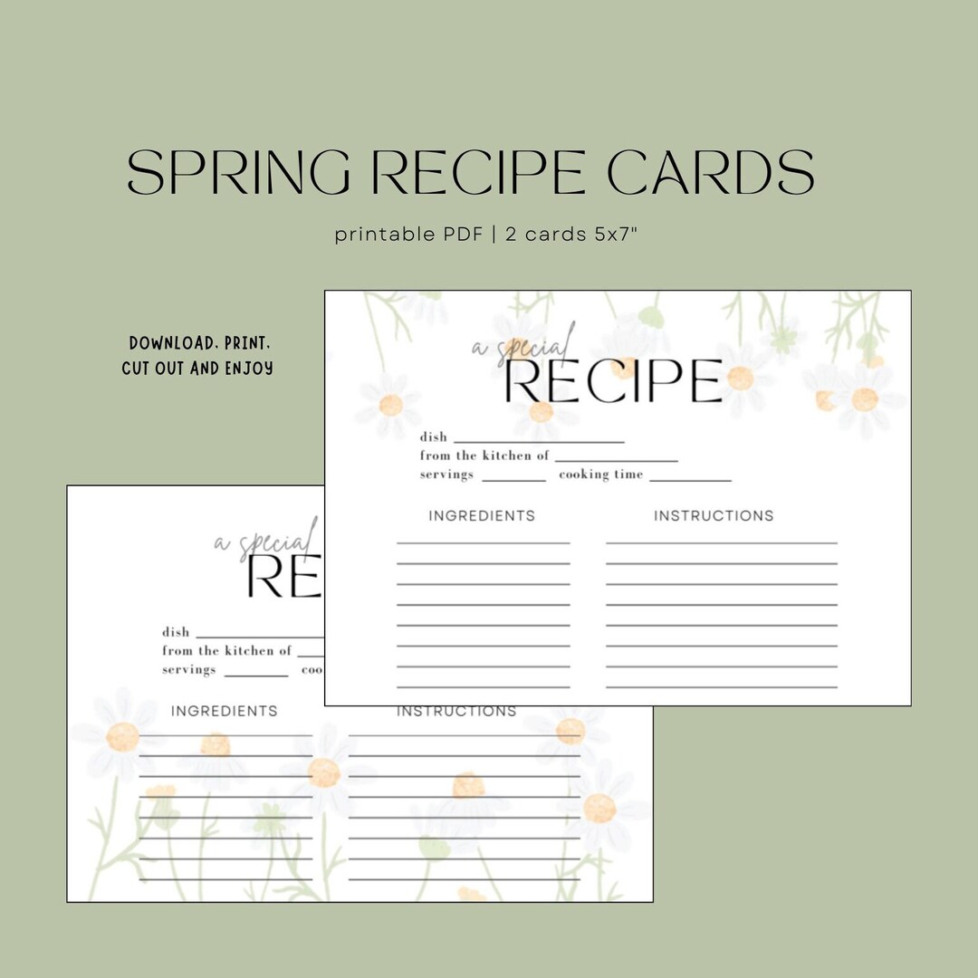 Printable Spring Recipe Cards by happylillydesign - Etsy