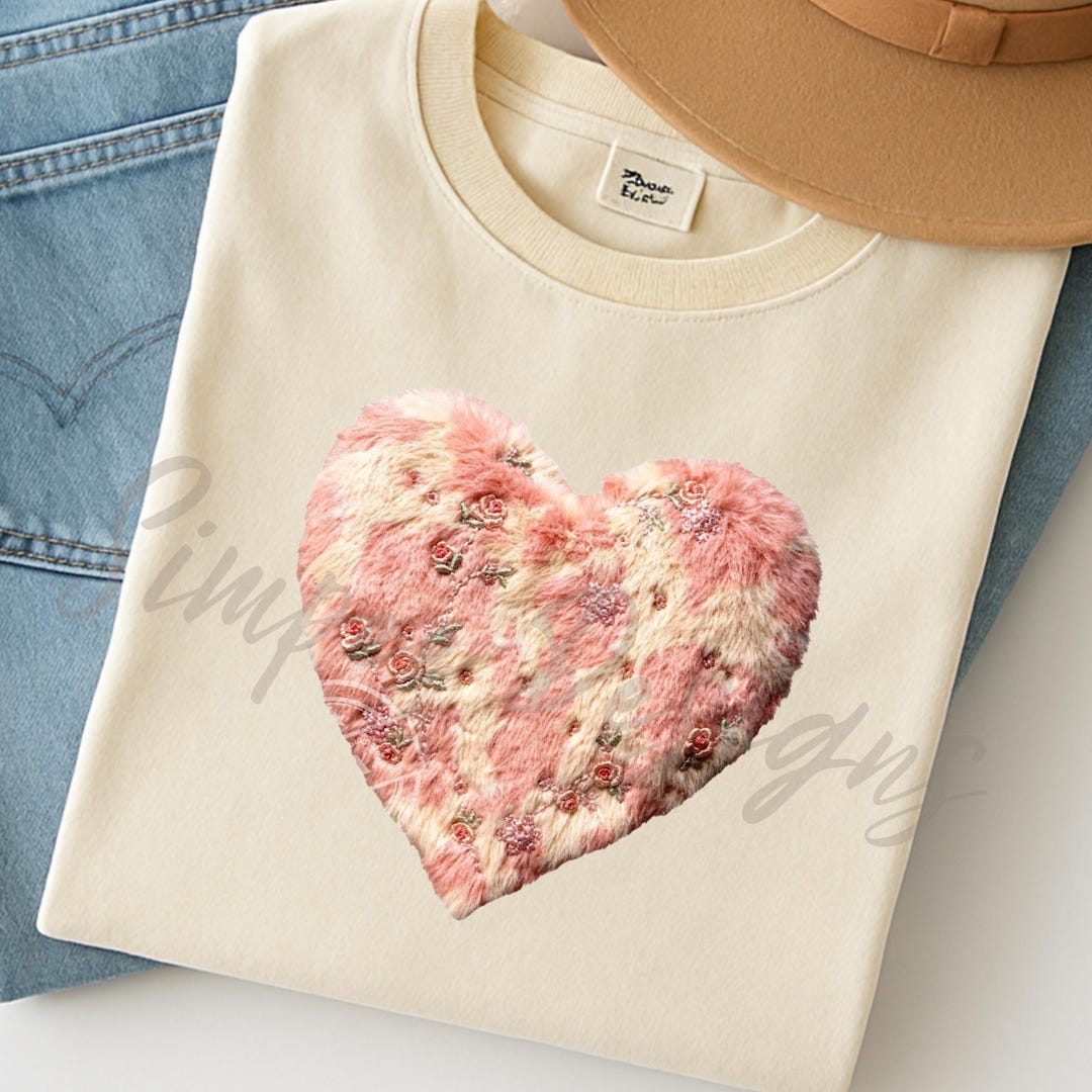 Faux Fur Floral Heart PNG | Valentine's Day Sublimation Design ...