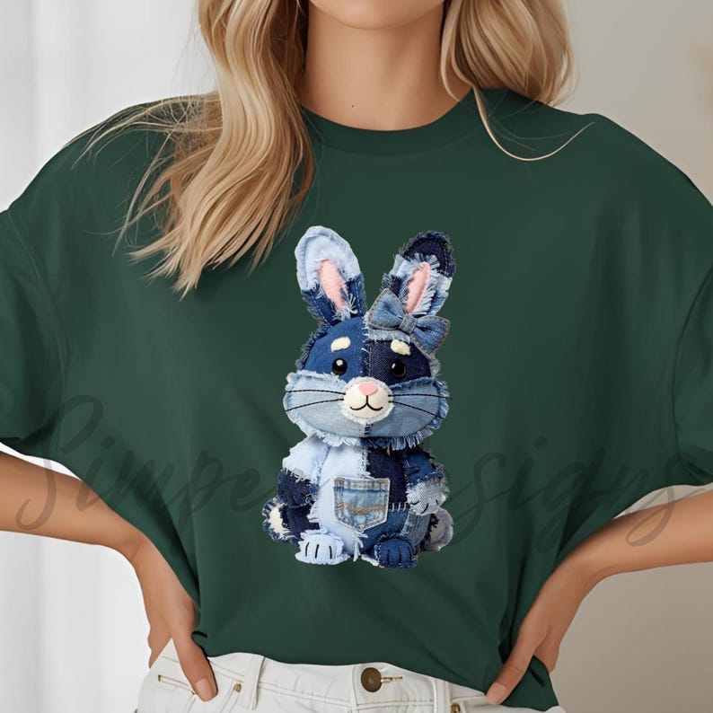 Denim Rabbit PNG | Patchwork Sublimation Design | Digital Downloads - Etsy