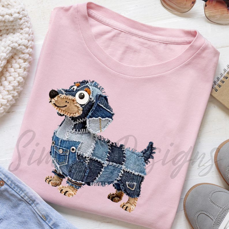 Denim Dog PNG | Patchwork Sublimation Design | Digital Downloads - Etsy