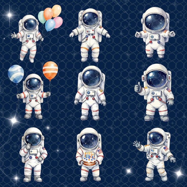 Watercolor Astronaut Clipart Bundle | Outer Space Planets Rocket Pngs ...