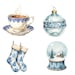 Blue Christmas Clipart Bundle | Santa PNG | Winter Holiday Clipart ...