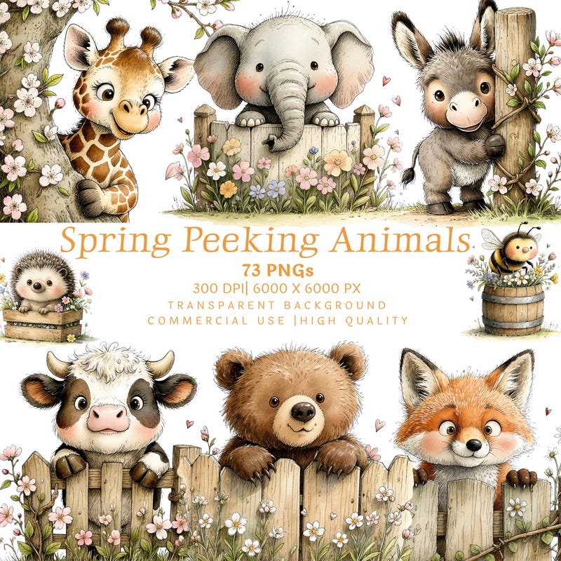 Spring Animals Clipart - Etsy