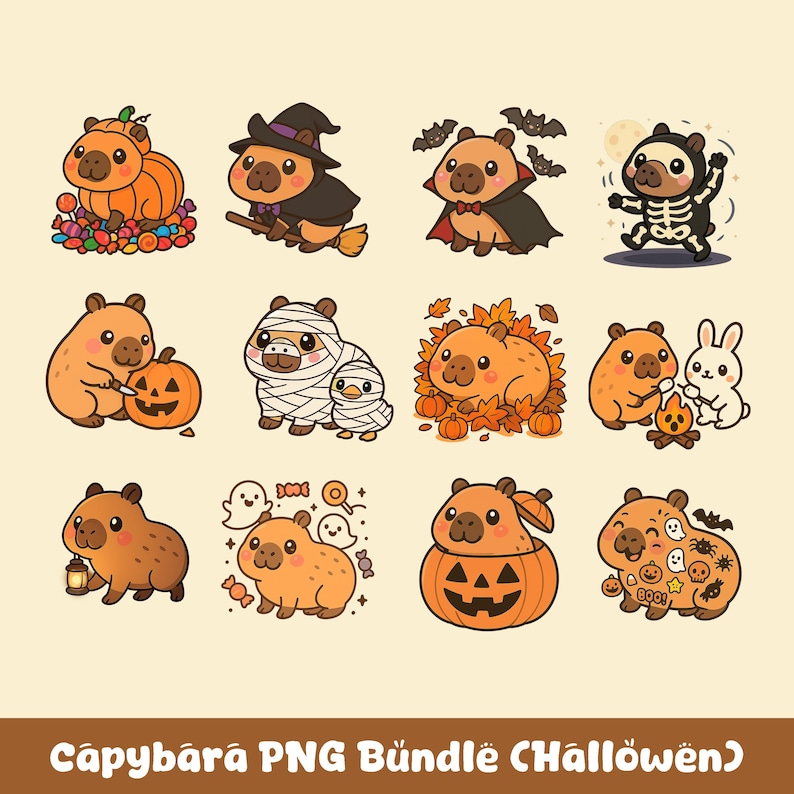 Cute Capybara Clipart PNG Pack | 40 Designs (instant Download) - Etsy