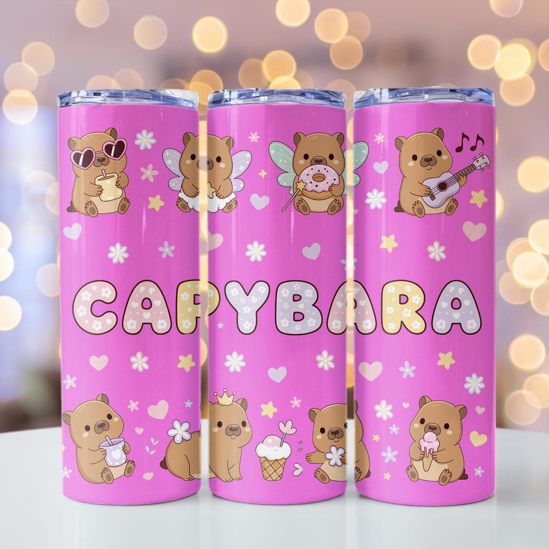 Cute Capybara Tumbler Wrap PNG | 20oz Skinny Tumbler Sublimation ...