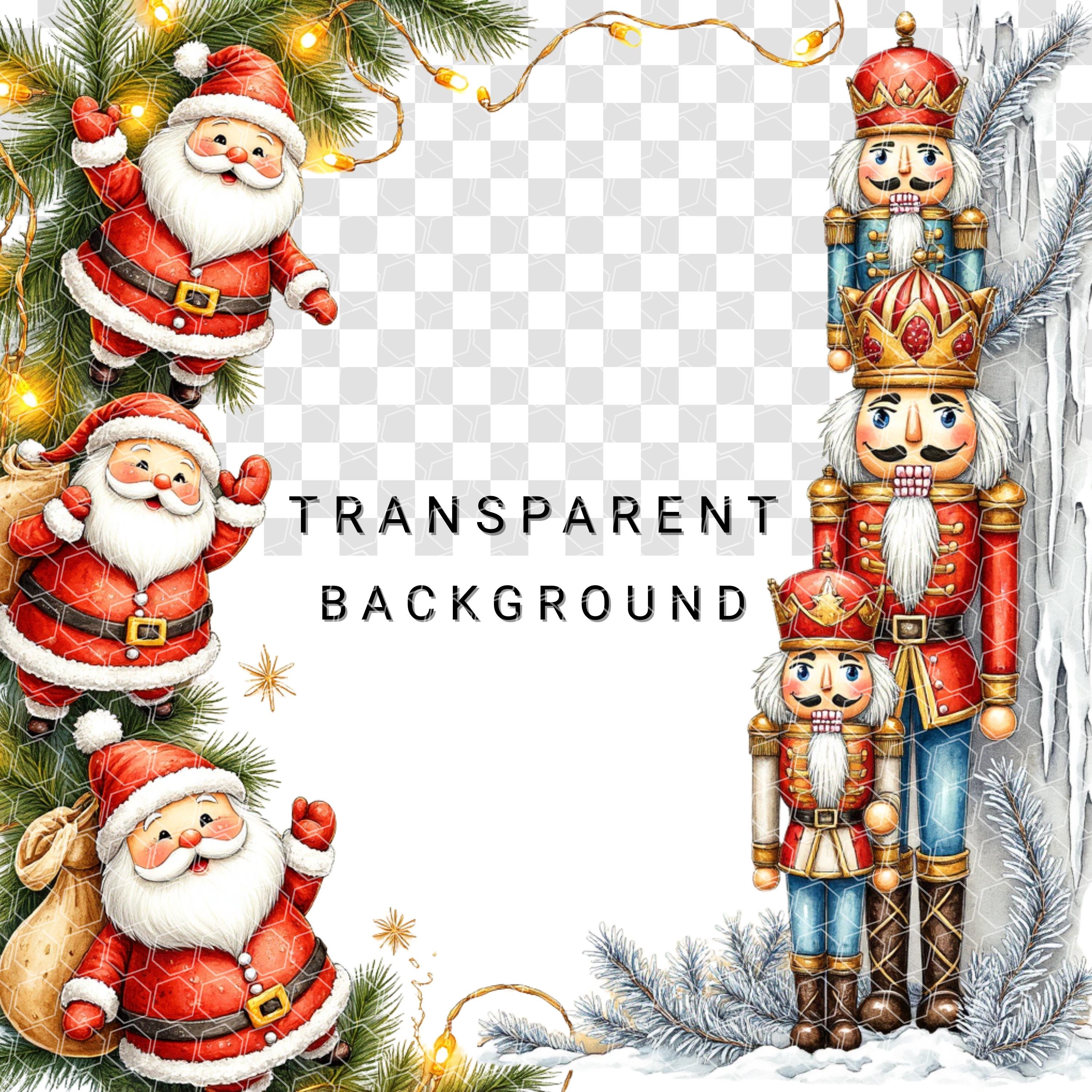 Watercolor Christmas Borders Clipart: Holiday Frames PNG (digital ...