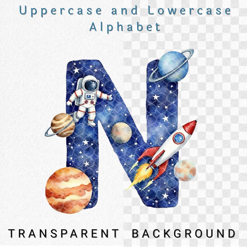 Watercolor Outer Space Letters and Numbers Clipart | Alphabet PNG ...