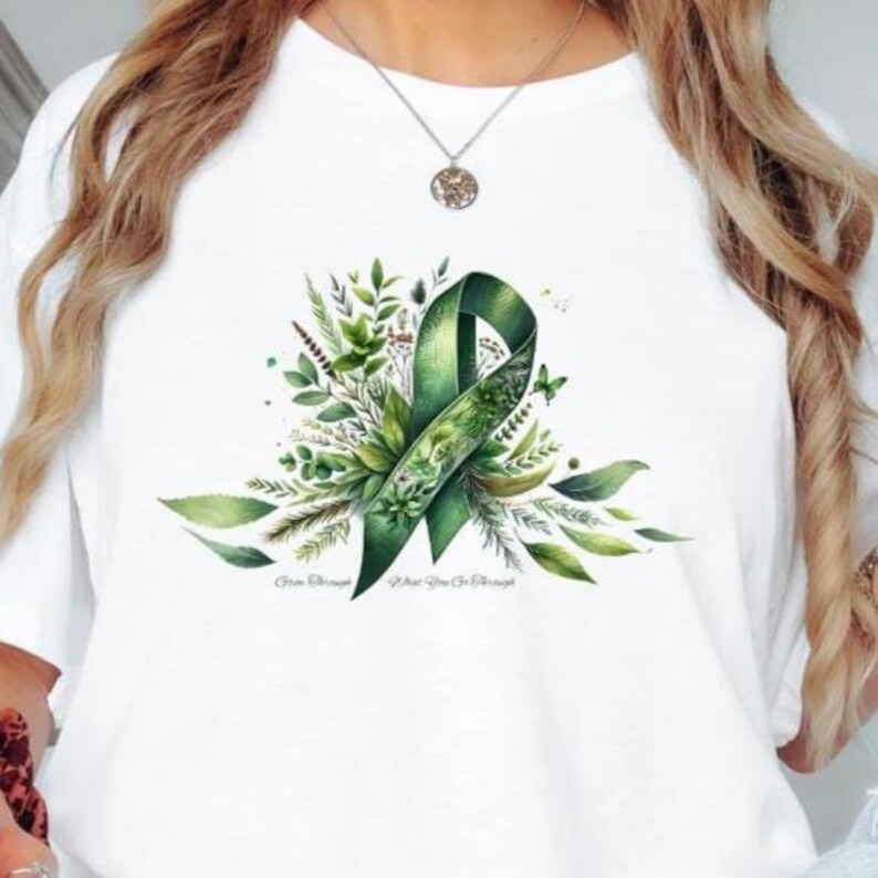 Green Botanical Awareness Ribbon PNG – Mental Health Quote Sublimation ...