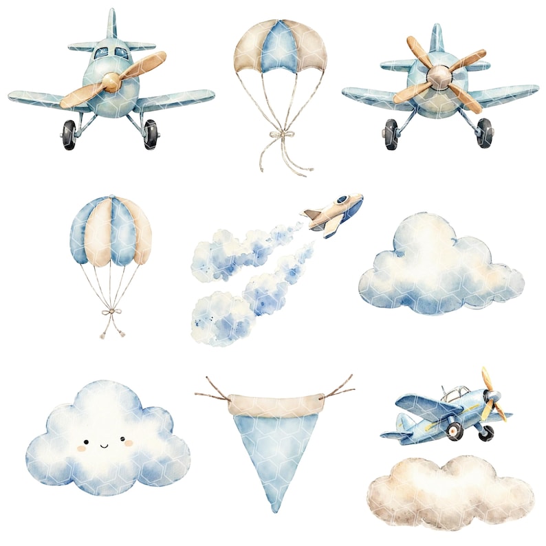 Aircraft Clipart PNG | Watercolor Airplanes | Hot Air Balloon ...