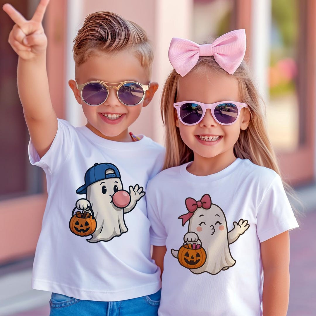 Adorable Ghost Duo PNG – Kid-friendly Halloween Sublimation With ...