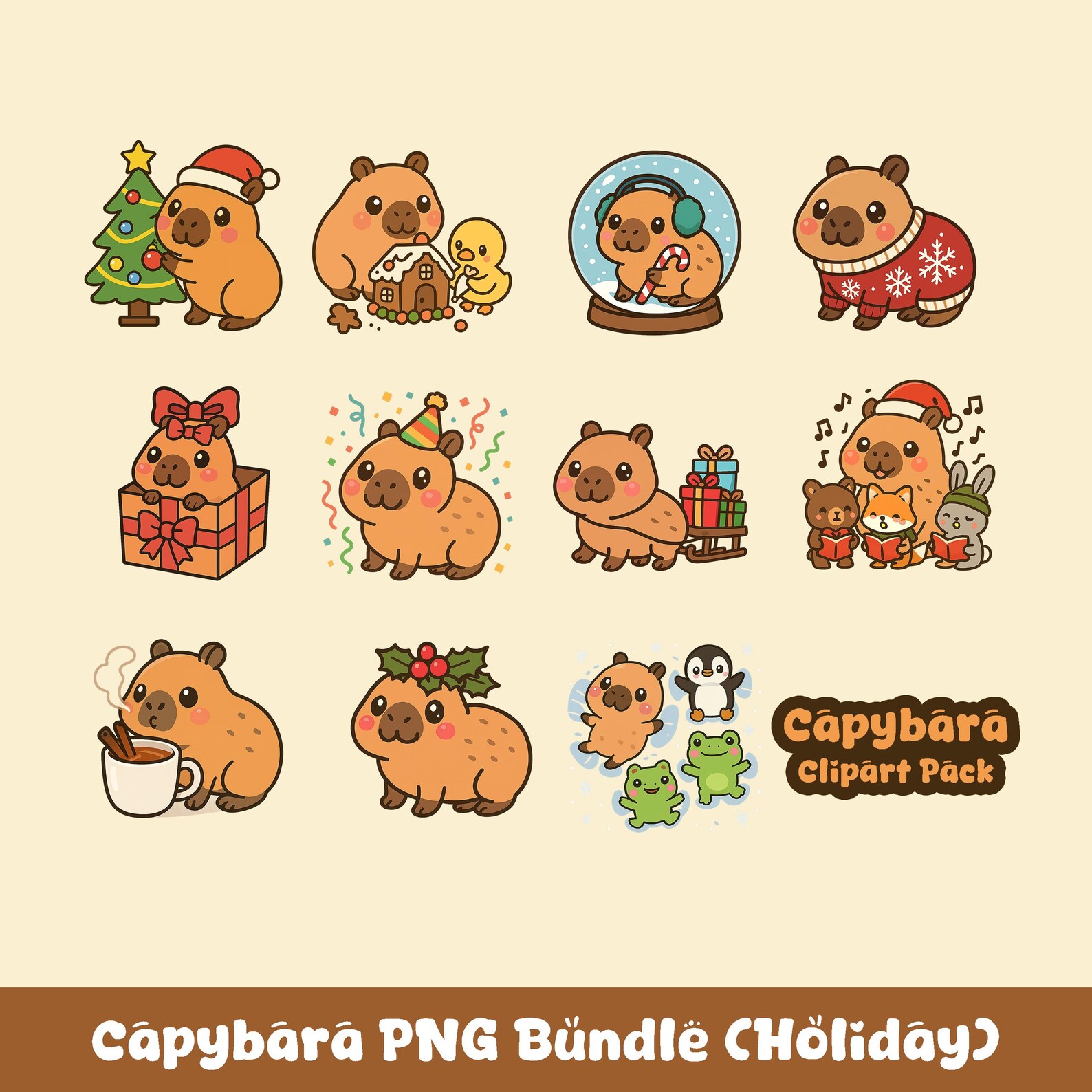 Cute Capybara Clipart PNG Pack | 40 Designs (instant Download) - Etsy