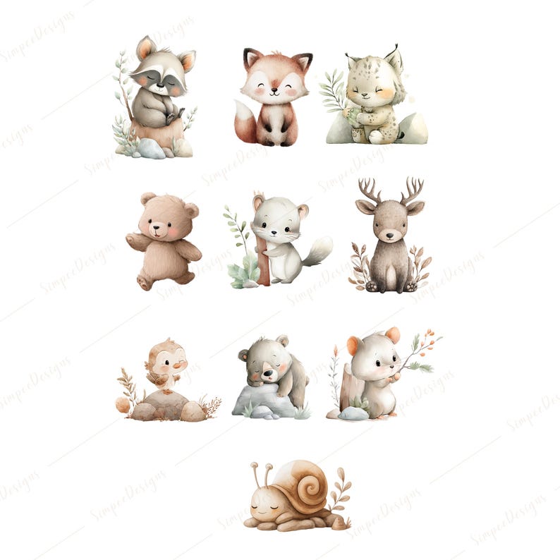 Woodland Animals Watercolor Clipart – PNG & SVG (digital Download) - Etsy