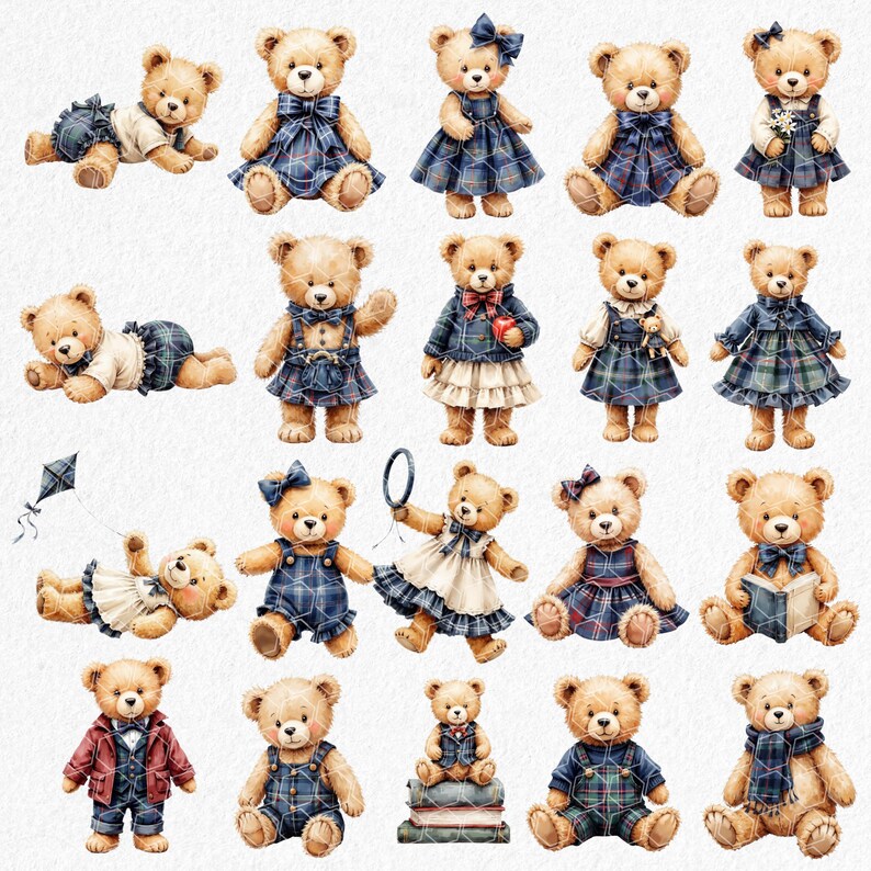 Tartan Baby Shower Clipart | Scotch Plaid Nursery PNG | Watercolor ...