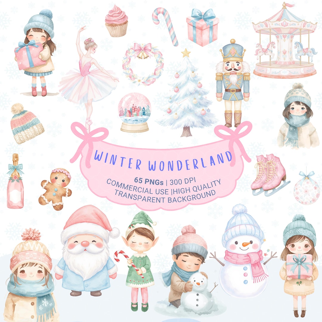 Winter Wonderland Clipart | Watercolor Christmas PNG Graphics ...