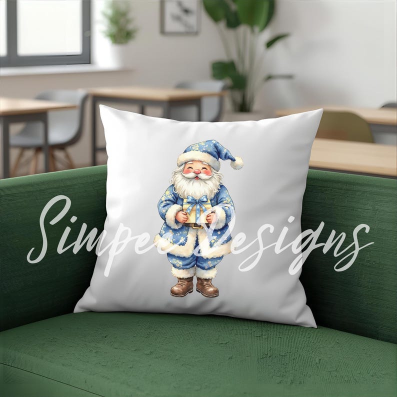 Blue Christmas Clipart Bundle | Santa PNG | Winter Holiday Clipart ...