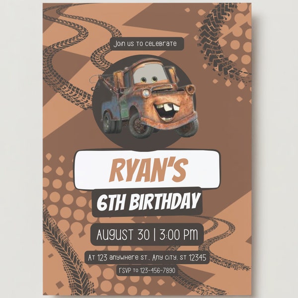 Tow Truck Party Invitation - Etsy