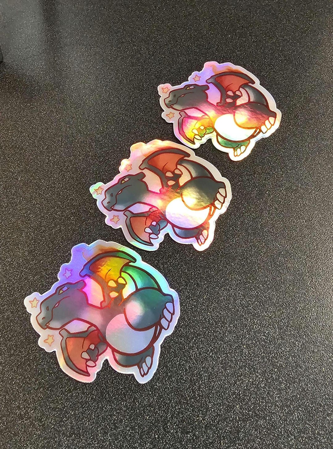 Shiny Holographic Black Charizard Sticker 3 Inch Retro Pokémon Design ...