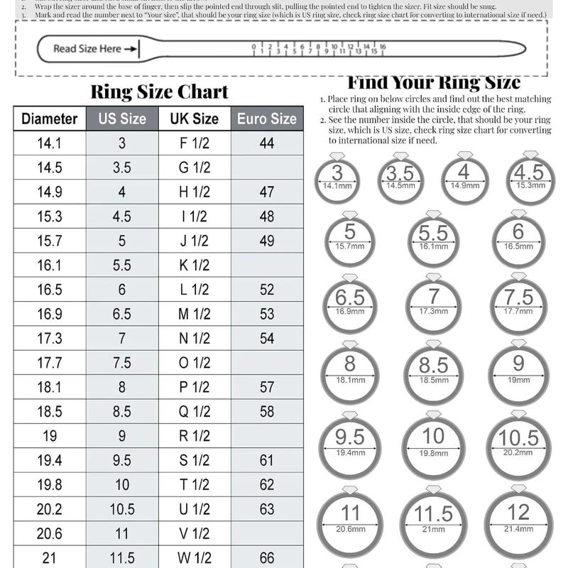 Online Ring Size Chart - Etsy