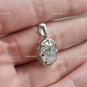 3 Ct Antique Oval Lab Diamond Pendant Bezel Set Prong Oval Cut Lab ...