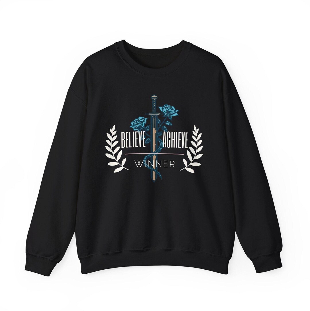Sweatshirt, Sword & Blue Roses Motivational Design, Strength ...