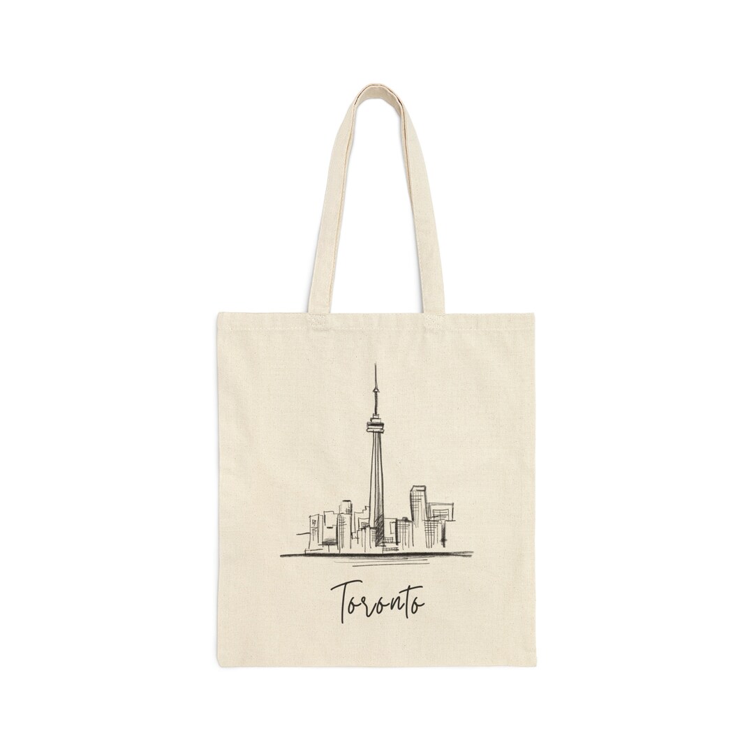 Toronto Skyline Sketch Tote Bag 100% Cotton Canvas Durable & Stylish ...