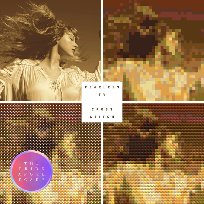 Taylor Swift Fearless TV Eras Album Cover Mini Cross Stitch Pattern - Etsy