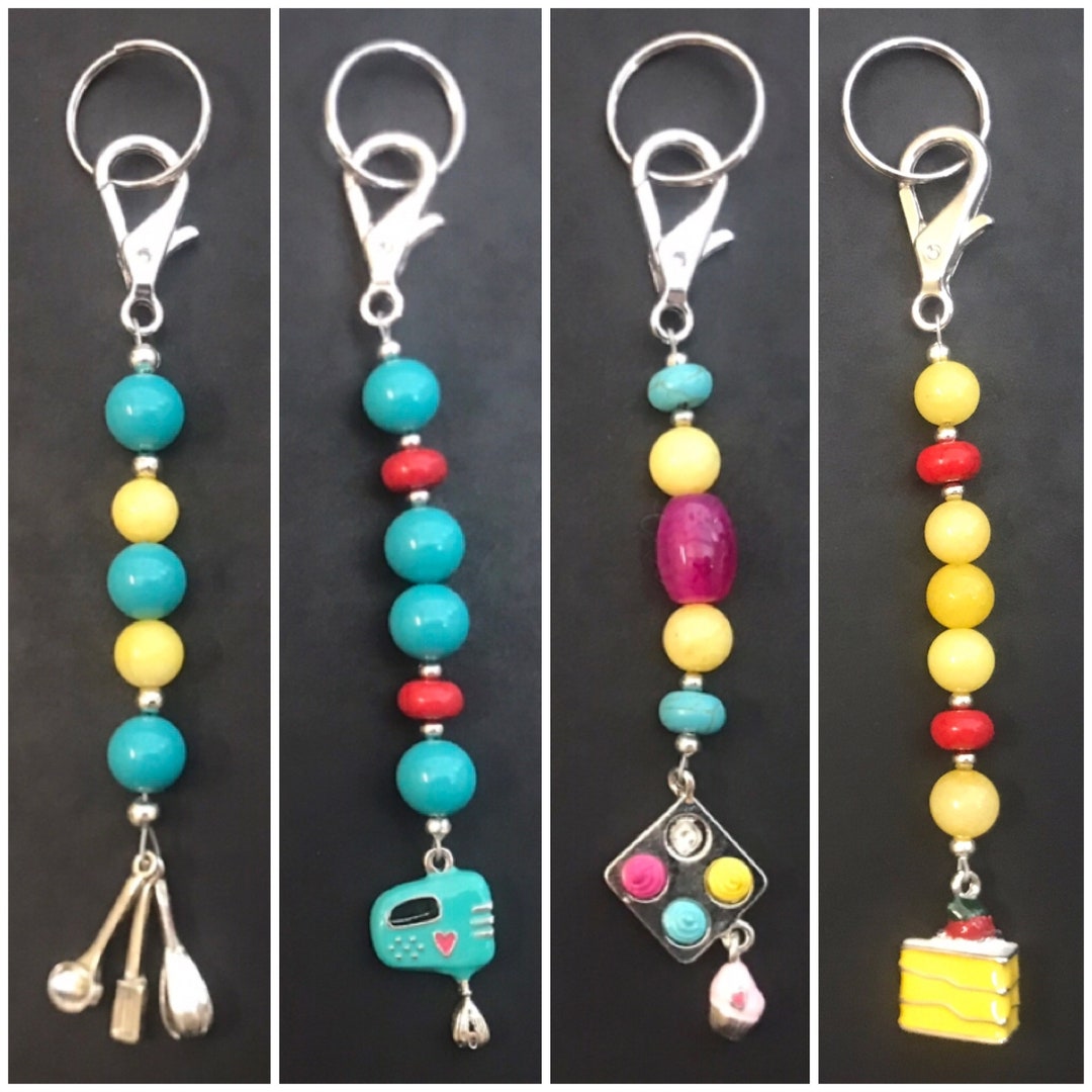 Baking Charm Beaded Keychain Series, Cupcakes in a Tin, Slice of Cake ...