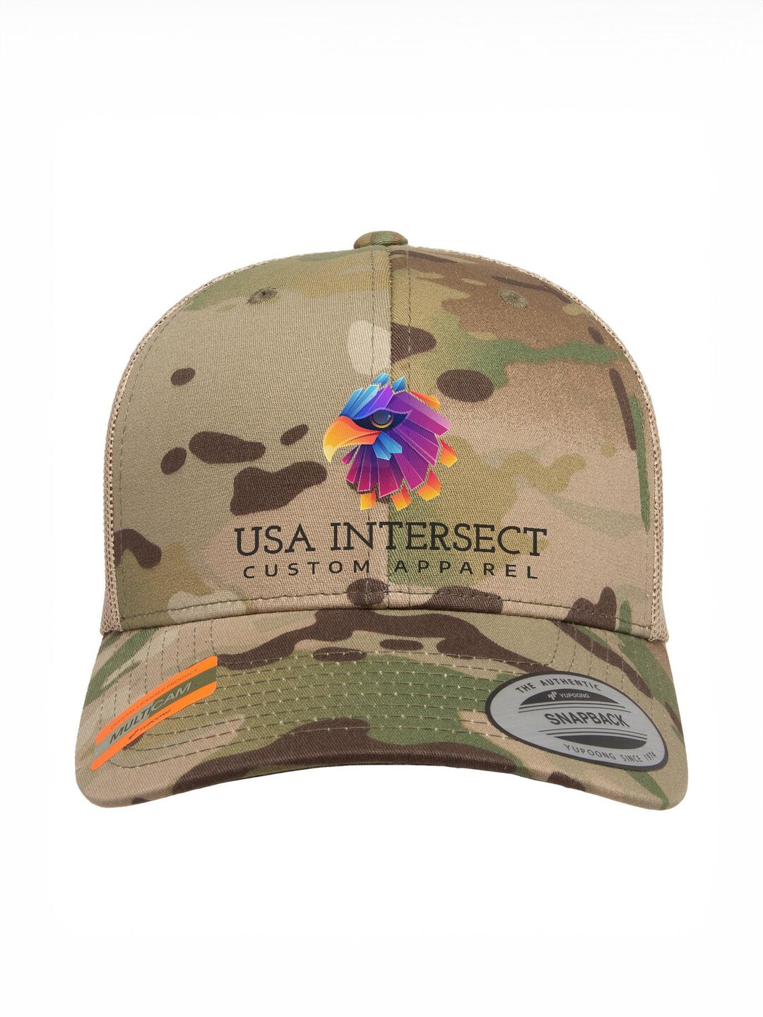Custom Printed YP Classics Retro Trucker Multicam Cap | Personalized ...